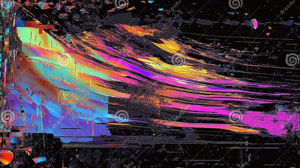 Digital Glitch Effects Frozen in Time Creating Pattern of Corrupted ...