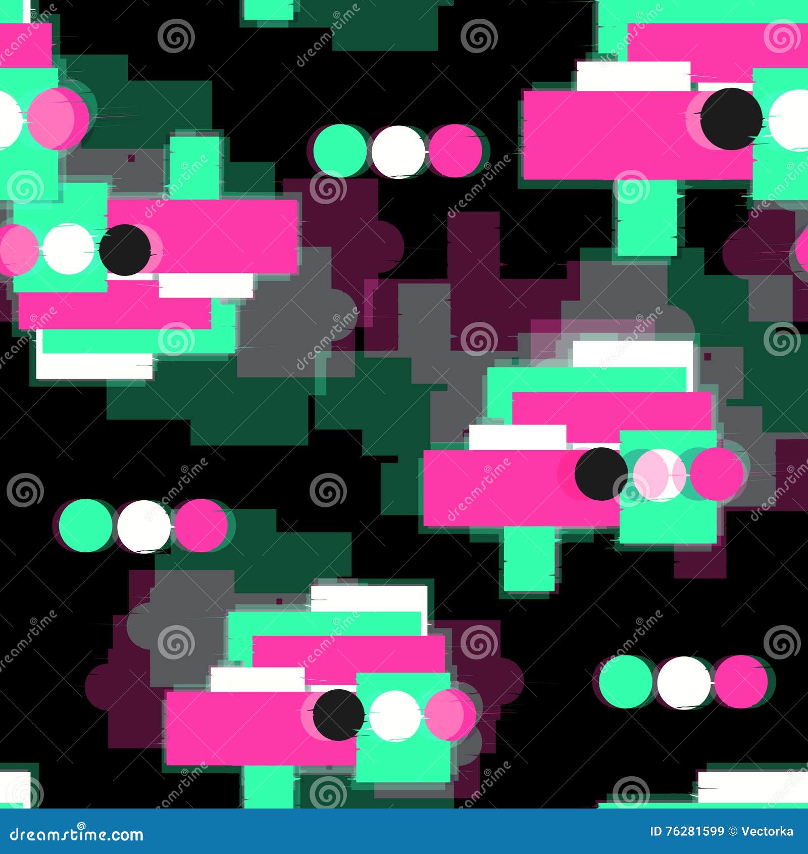 Glitch Seamless Pattern With Video Games Element. Gamer Vector ...