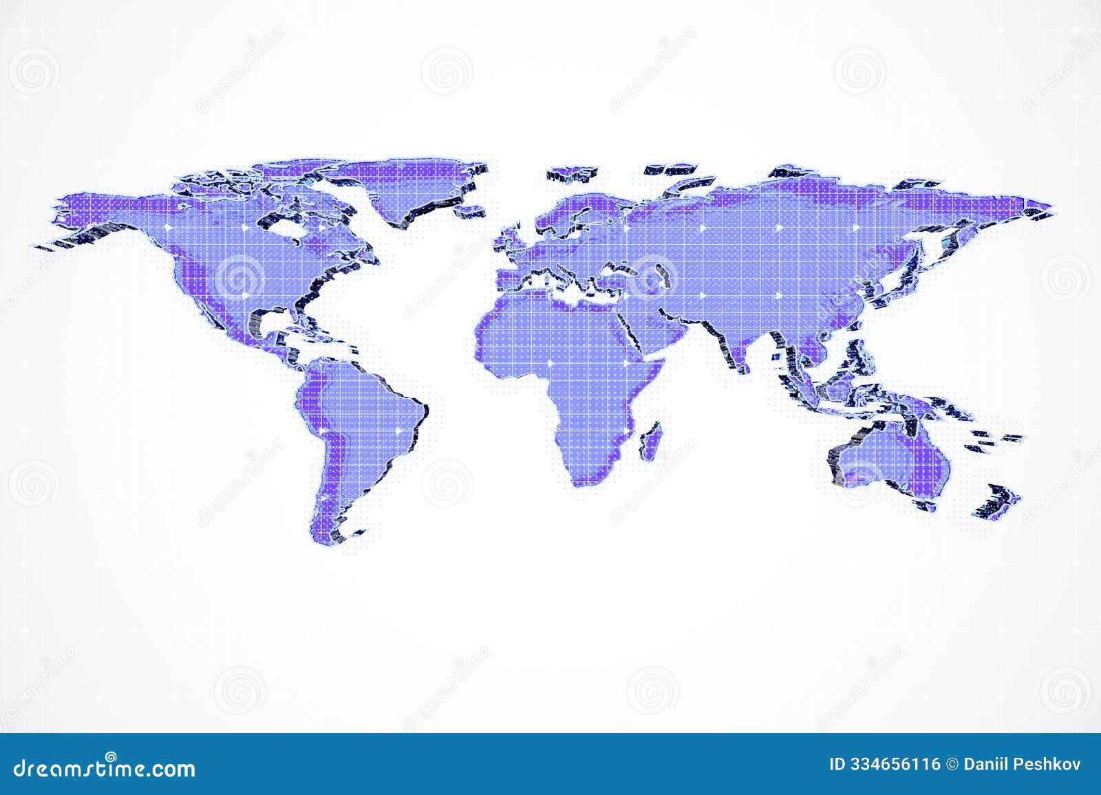 Digital Global Map with a Blue Holographic Texture on a White Gradient ...