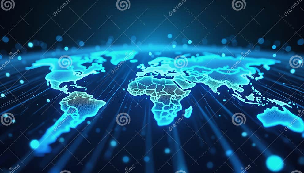 Digital Global Map with Light Effects Stock Illustration - Illustration ...