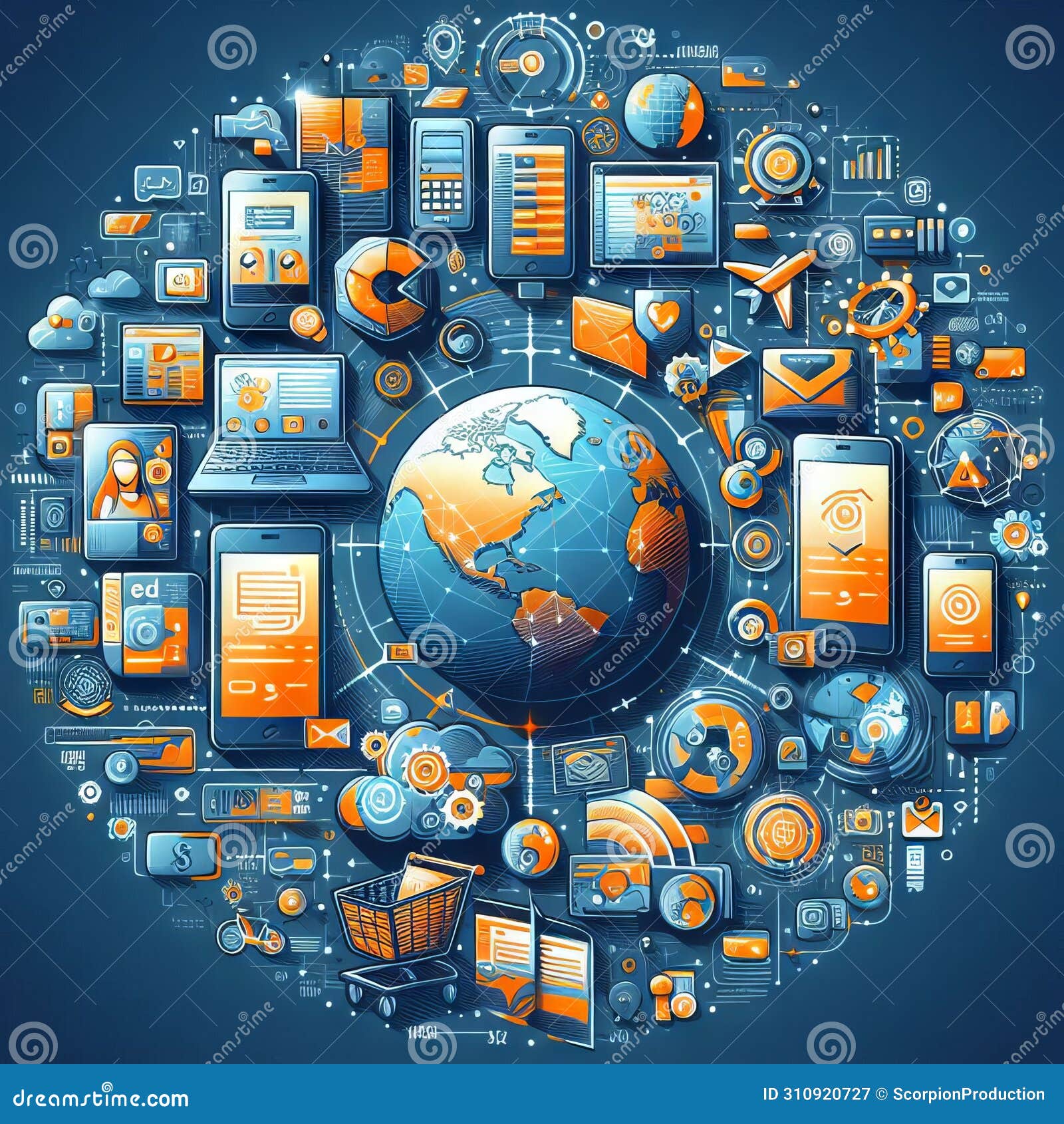 Digital Global Network Concept Stock Image - Image of generated, online ...