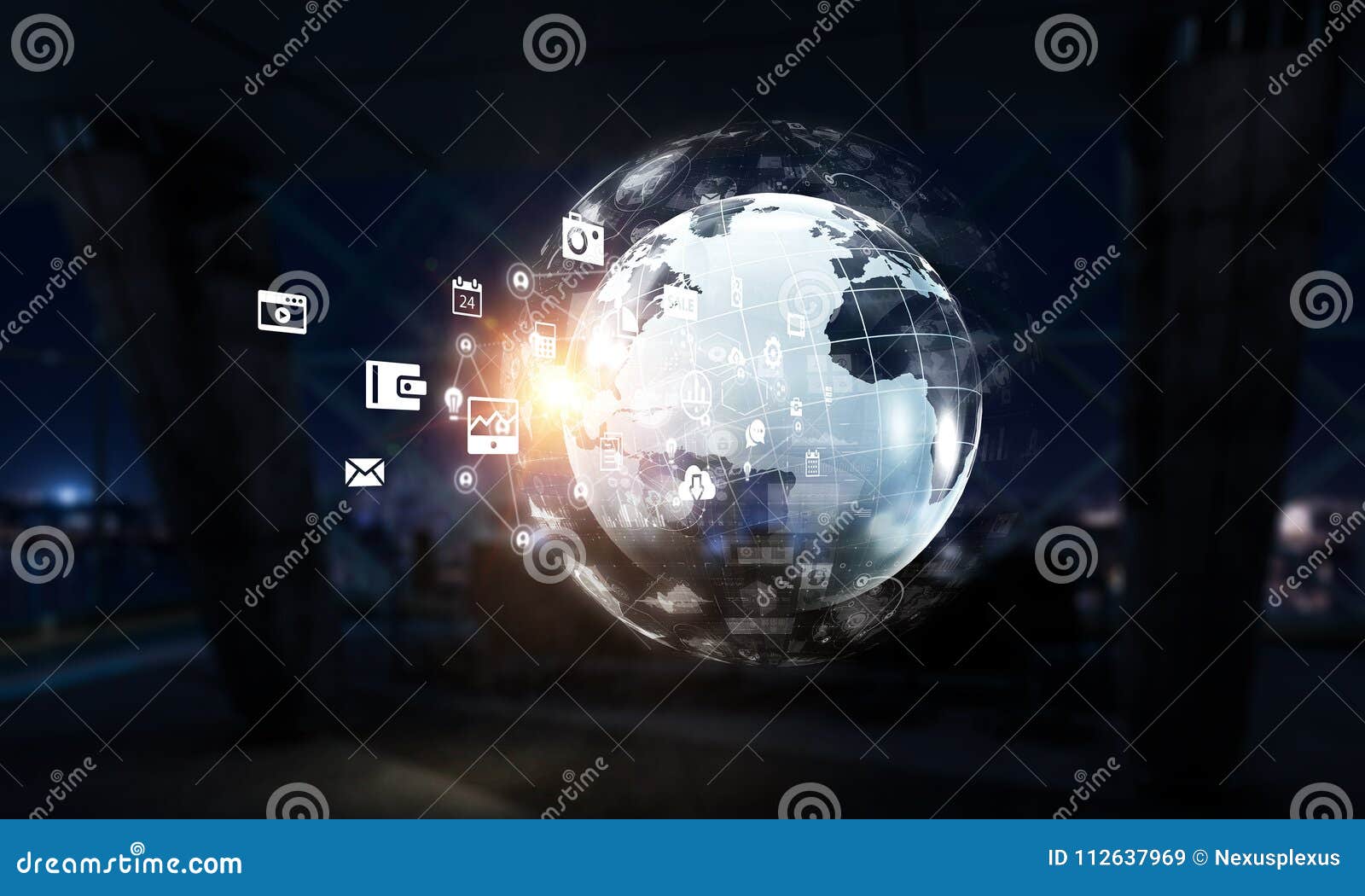 Global Communication and Networking. Mixed Media Stock Image - Image of ...