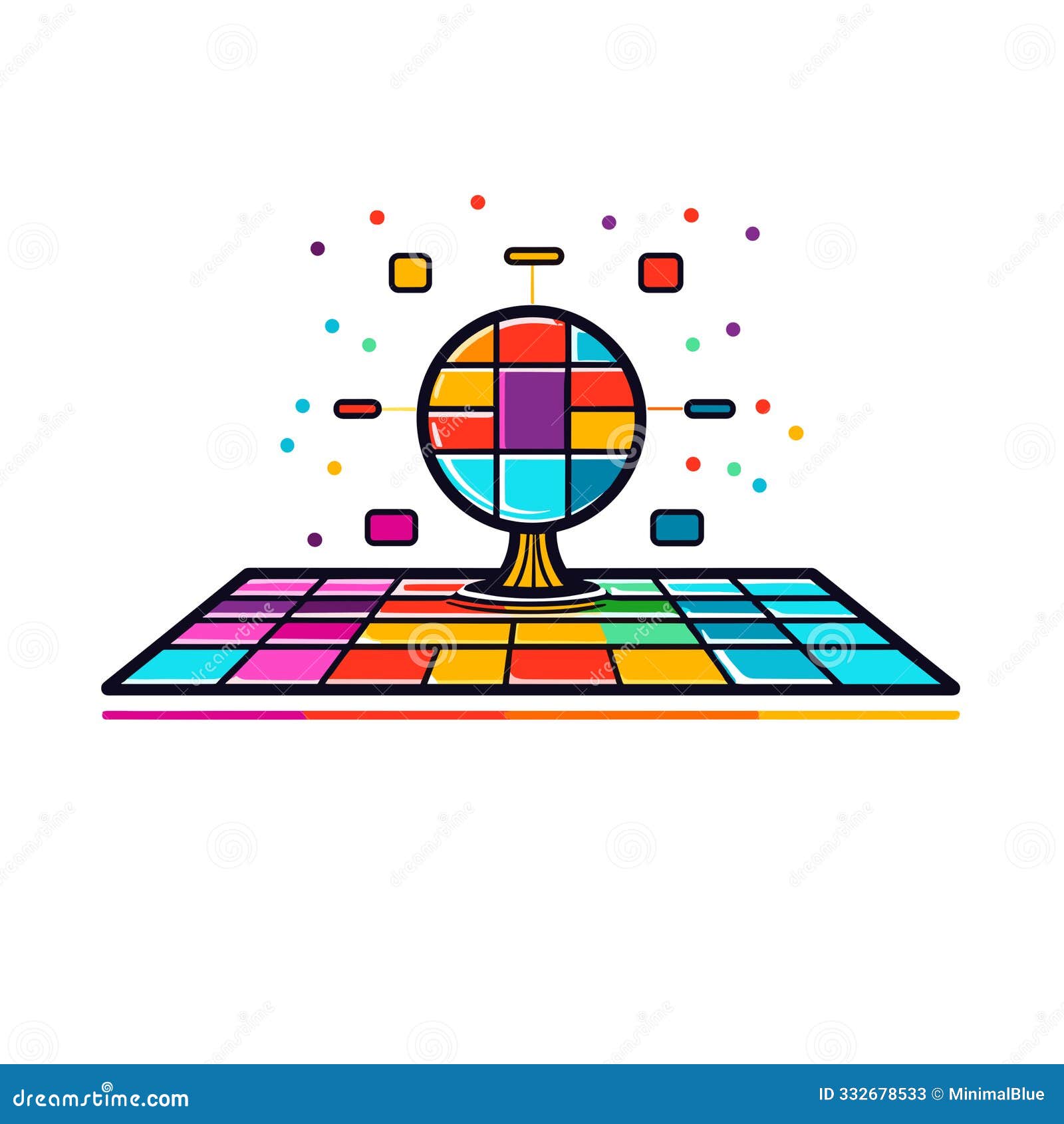 Digital Globe on Colorful Grid on a White Background Stock Illustration ...