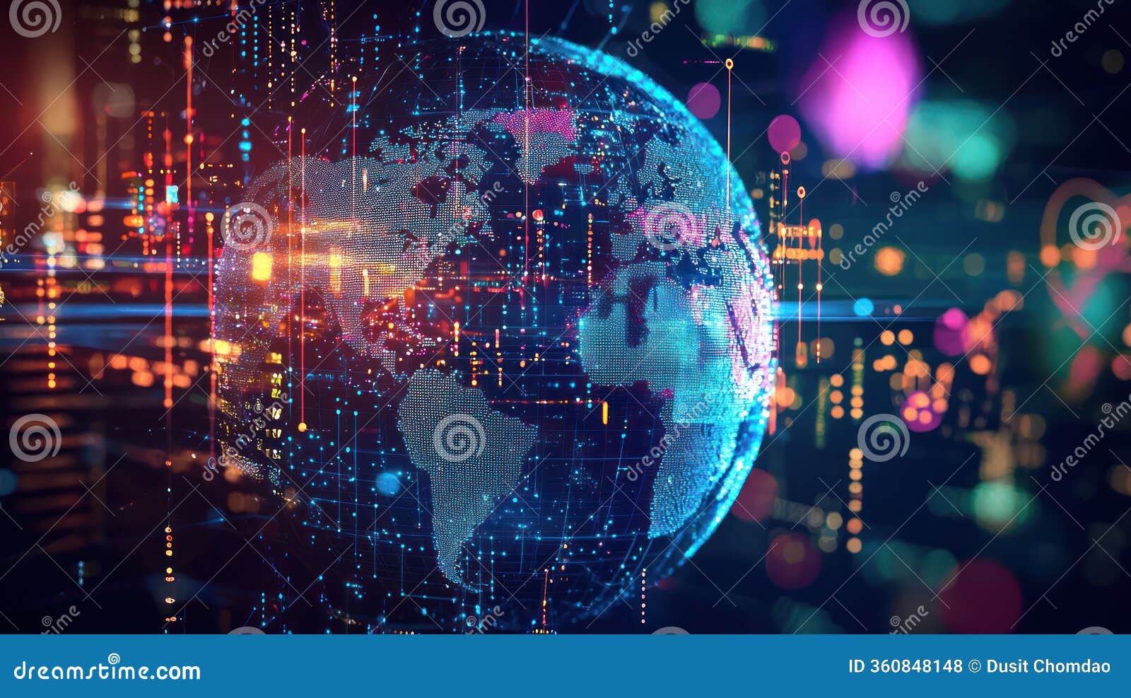 Digital Globe with Data Visualization and Global Connectivity Stock ...