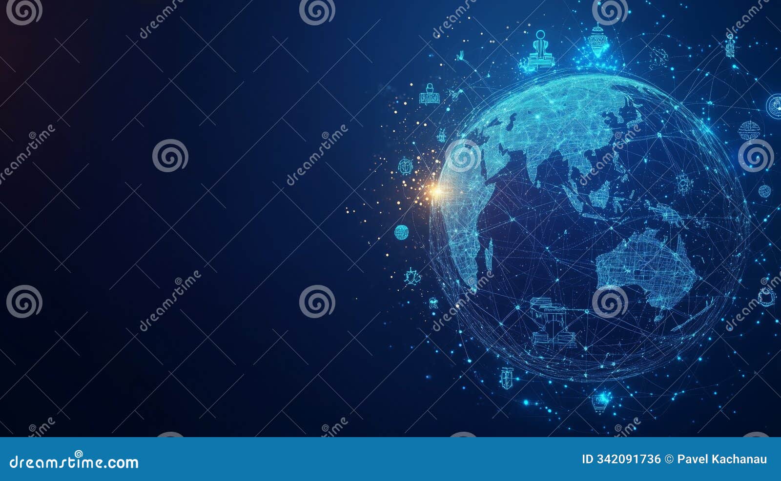 A Digital Globe Displays Interconnected Technology Trends and Global ...