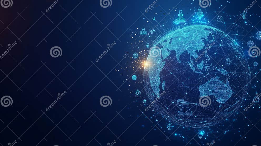 A Digital Globe Displays Interconnected Technology Trends and Global ...