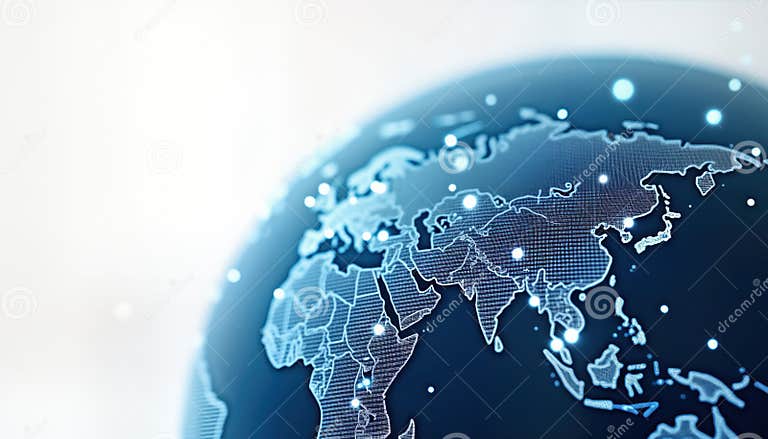 Digital Globe Displays World Map. Techy Illustration Shows Global ...