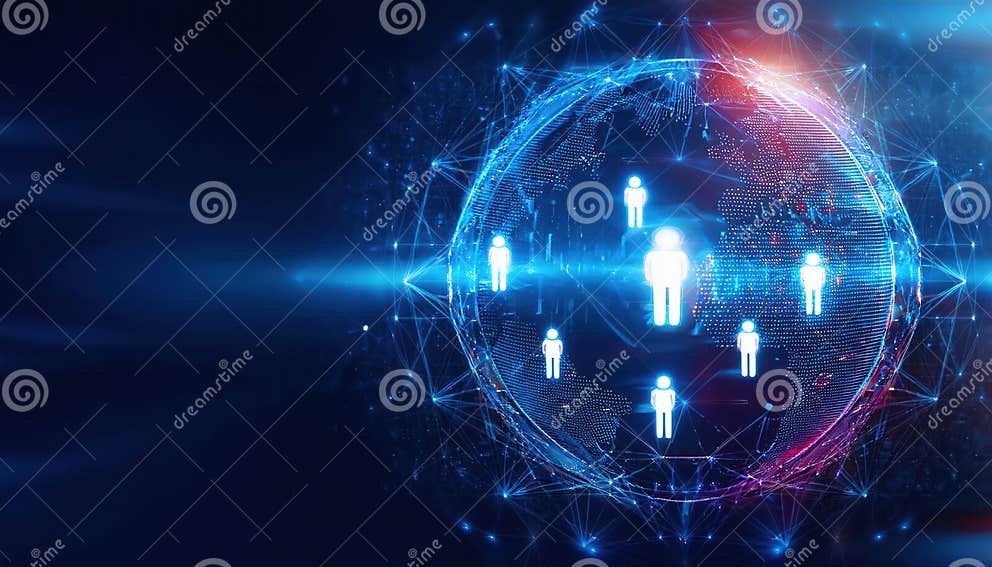 Digital Globe with Glowing Avatars Representing Global Connections and ...