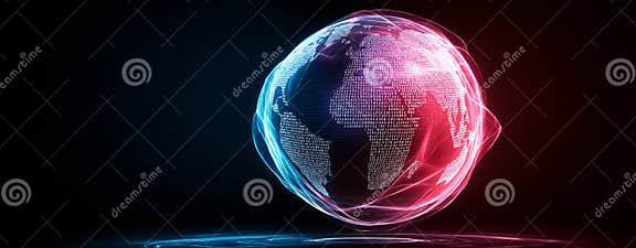 Digital Globe with Glowing Red and Blue Particles Creates Futuristic ... Digital Globe with Glowing Red and Blue Particles Creates Futuristic ...