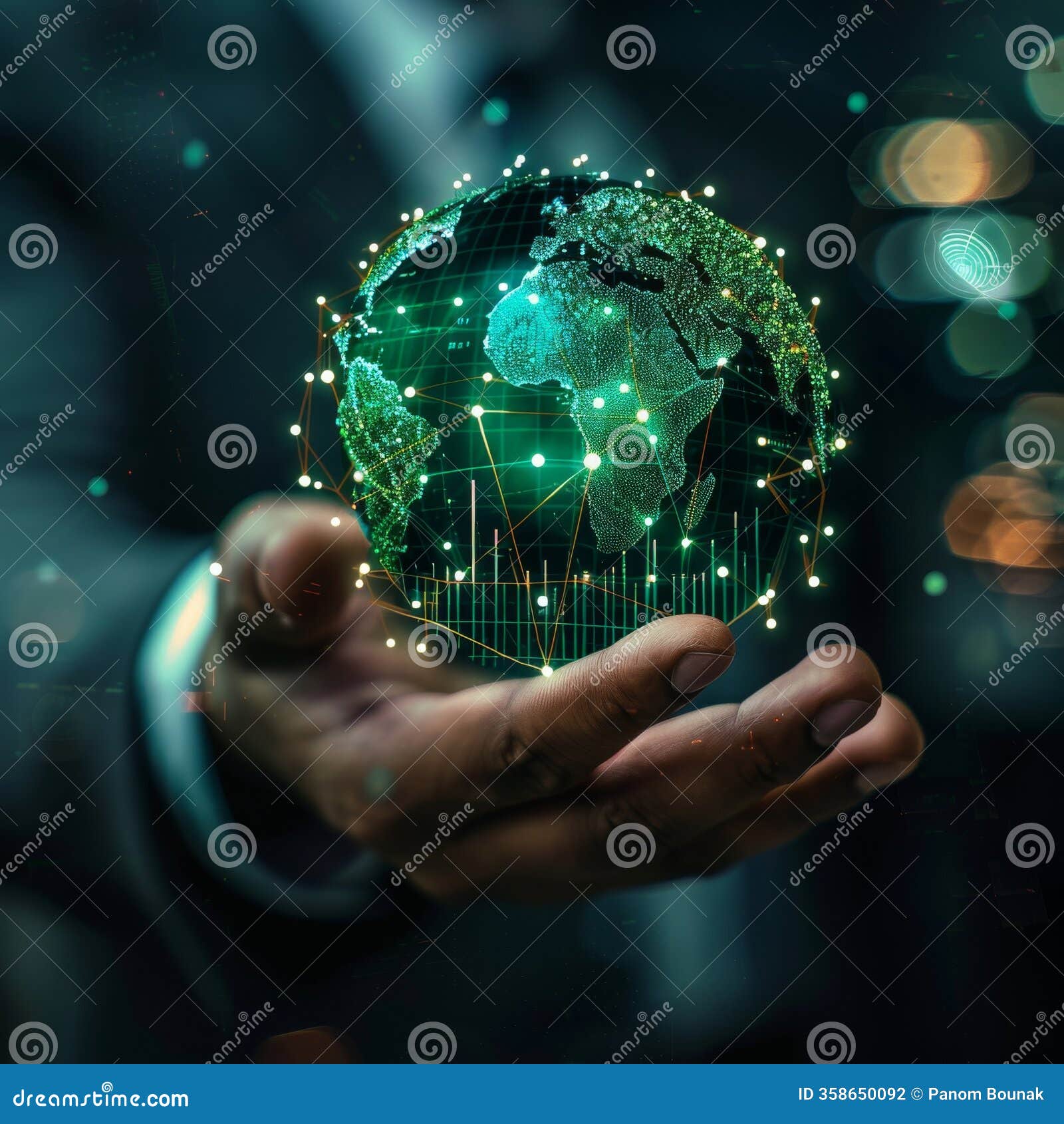 Digital Globe in Hand Connected World Tech Innovation Global Network ...