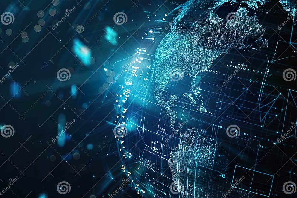 Digital Globe Highlighting Connectivity and Data Transfer Across the ...