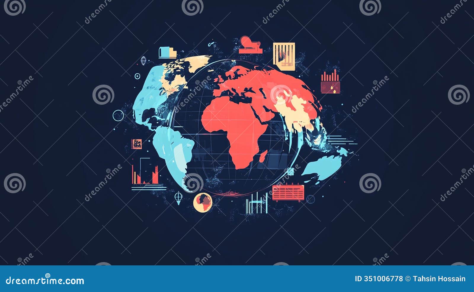 Visual Representation of Global Data Trends Illustrating Continents and ...