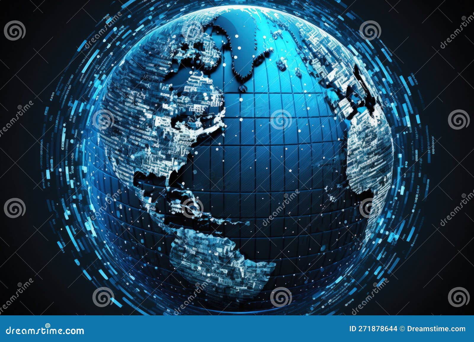 Digital Globe Image in Blue. Backdrop Picture Stock Illustration ...