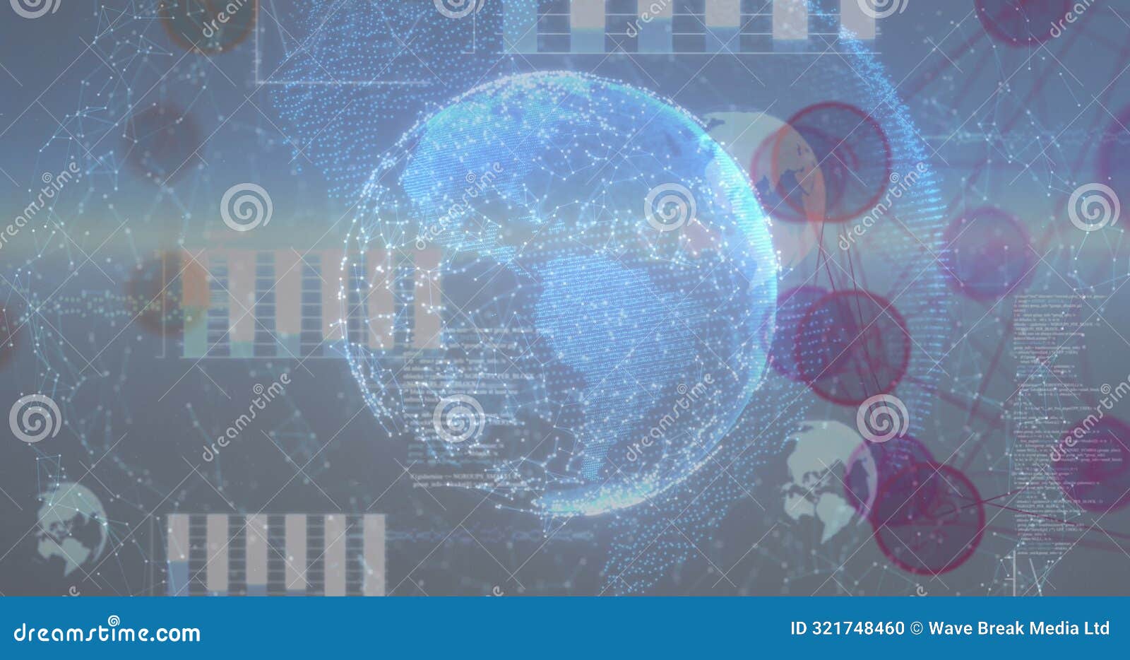 Digital Globe with Interconnected Data Points and Charts Stock Photo ...