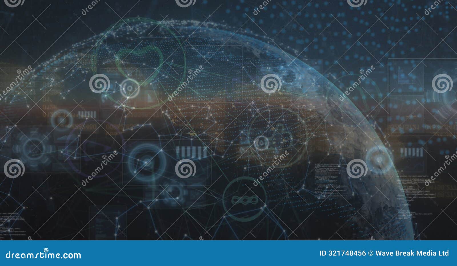 Digital Globe with Interconnected Data Points and Holographic ...