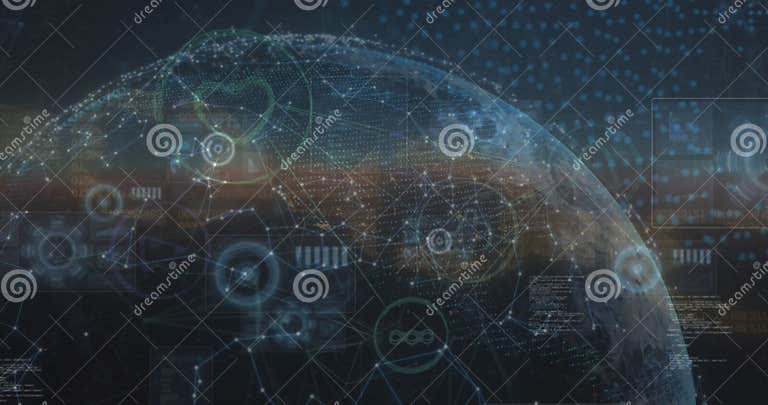 Digital Globe with Interconnected Data Points and Holographic ...