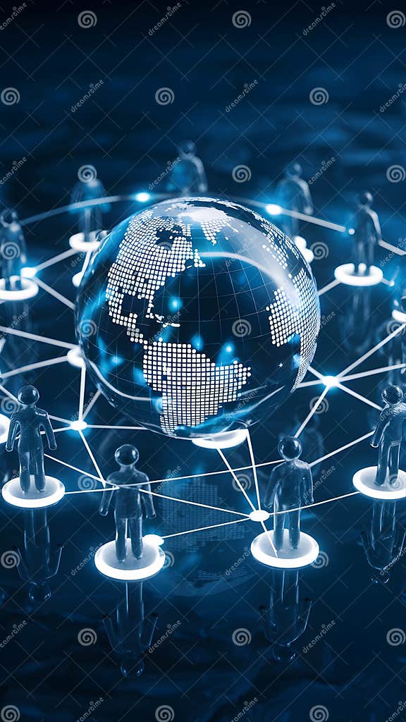 Digital Globe with Interconnected Figurines, Symbolizing Global ...