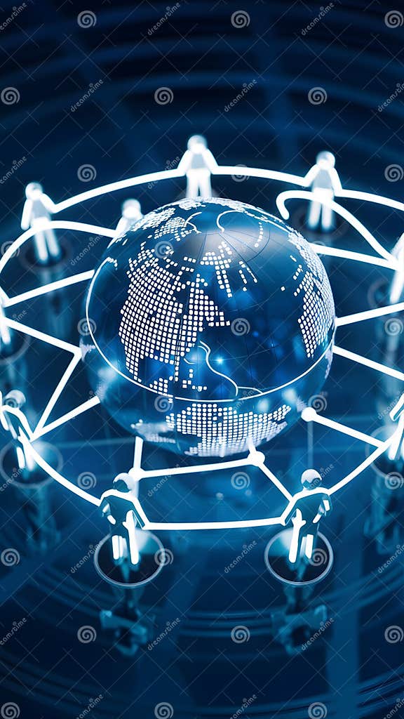 Digital Globe with Interconnected Figurines, Symbolizing Global ...