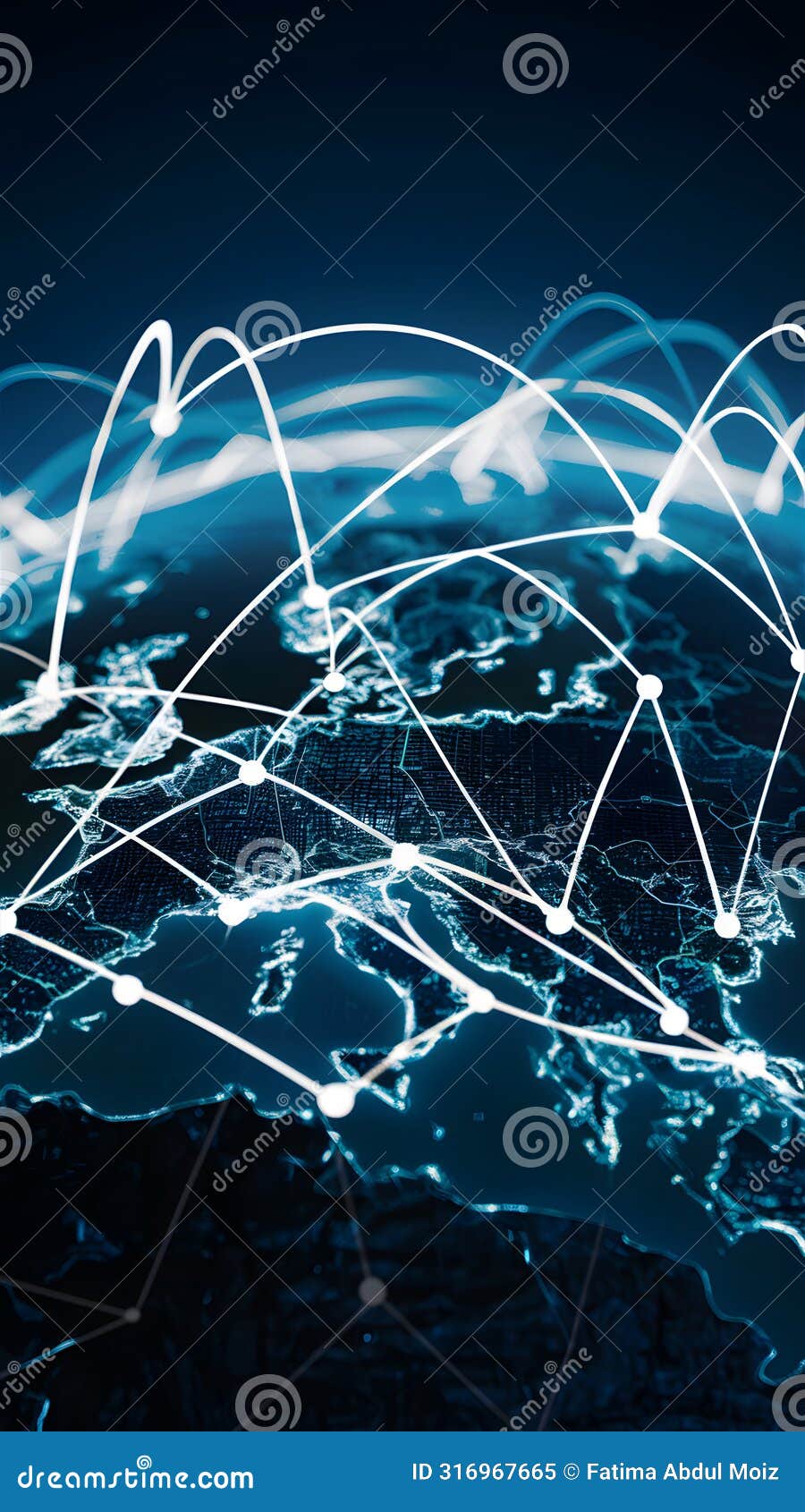 Digital Globe with Interconnected Lines in Blue Hue Representing Web of ...