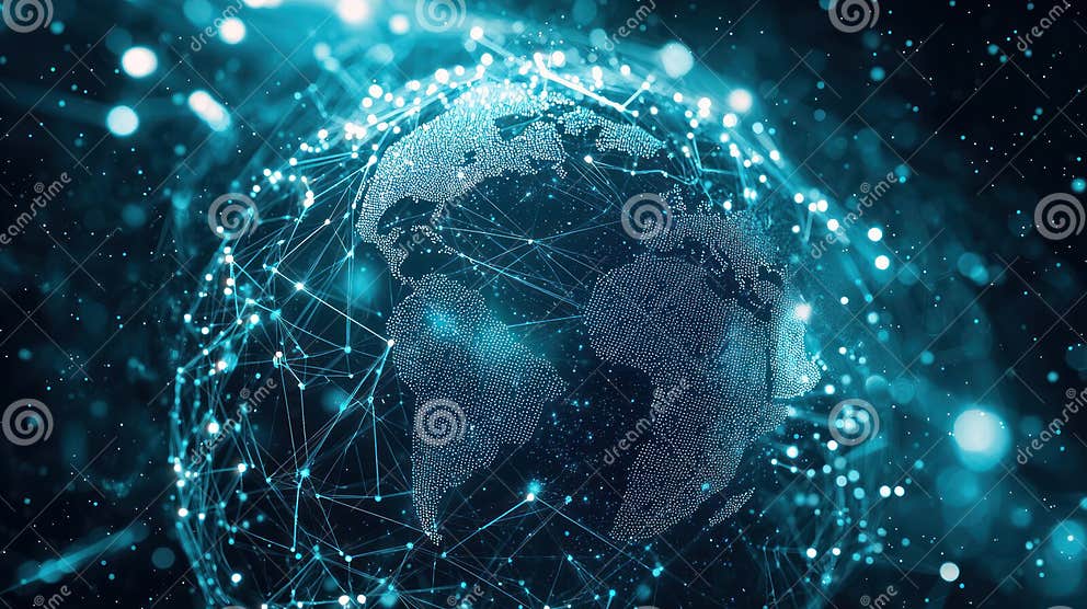 Digital Globe with Interconnected Lines and Dots Representing Global ...