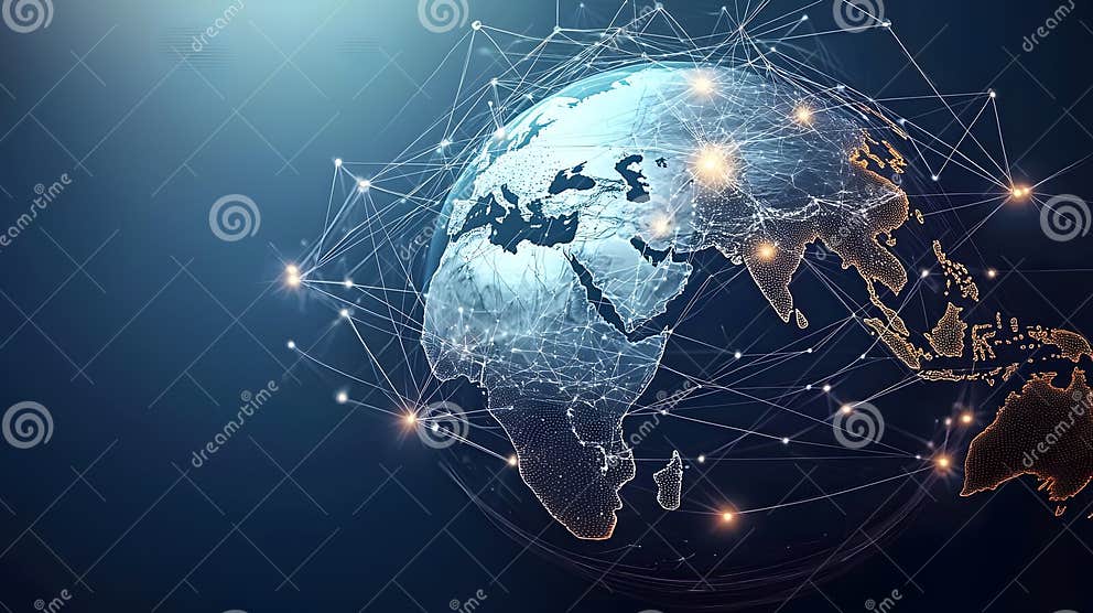 Digital Globe with Interconnected Nodes and Lines. Stock Illustration ...