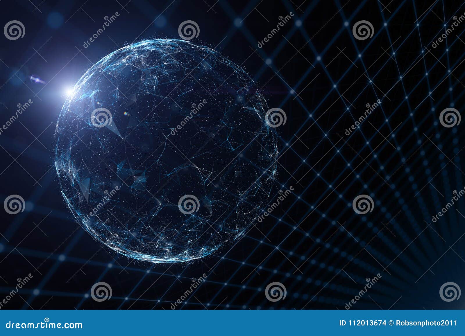Digital Globe Network with Abstract Lines and Dots Stock Illustration ...