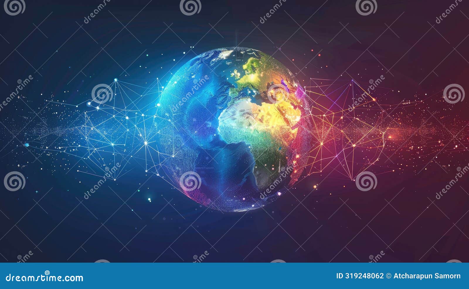 Digital Globe with Network Connections, Futuristic Earth Globe ...