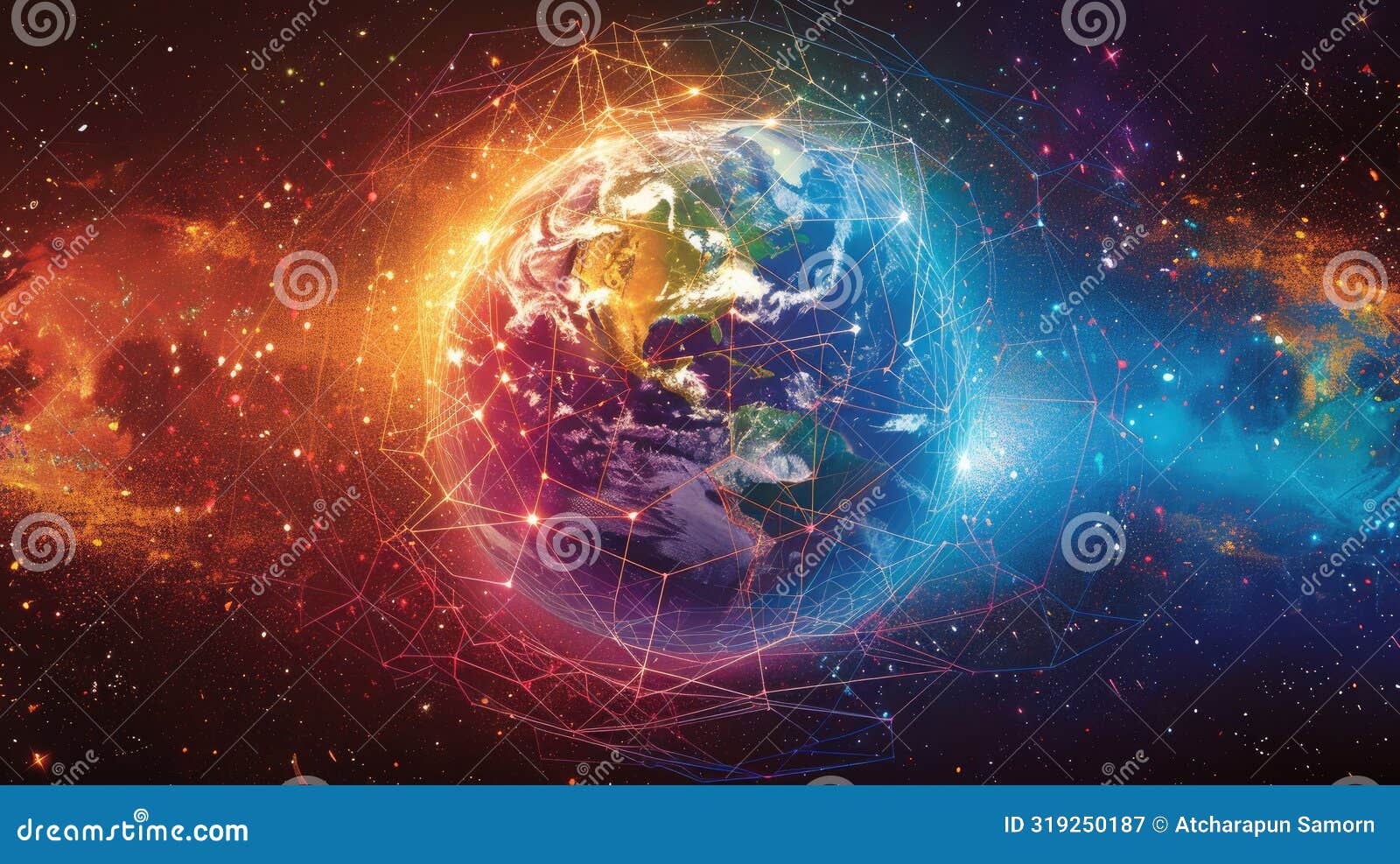 Digital Globe with Network Connections, Futuristic Earth Globe ...