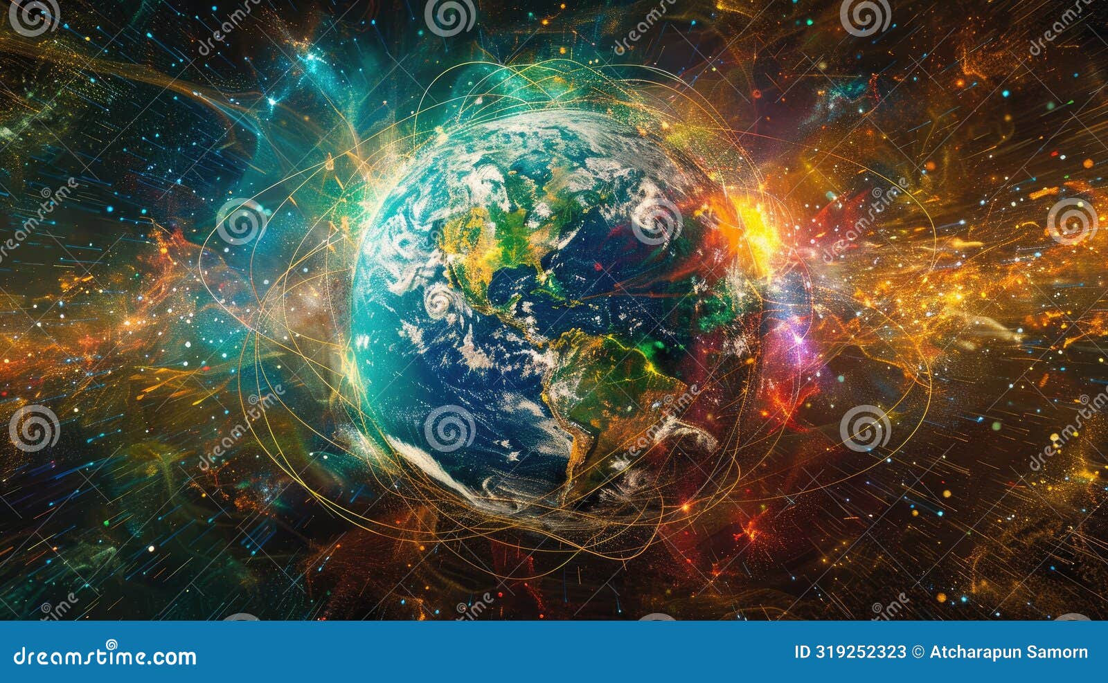 Digital Globe with Network Connections, Futuristic Earth Globe ...