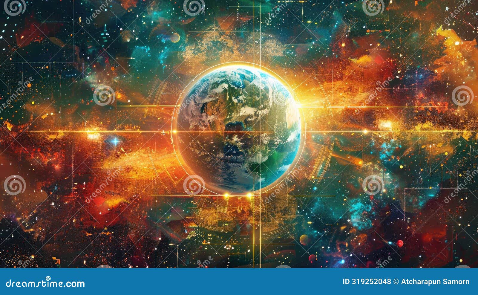 Digital Globe with Network Connections, Social Network Communication in ...