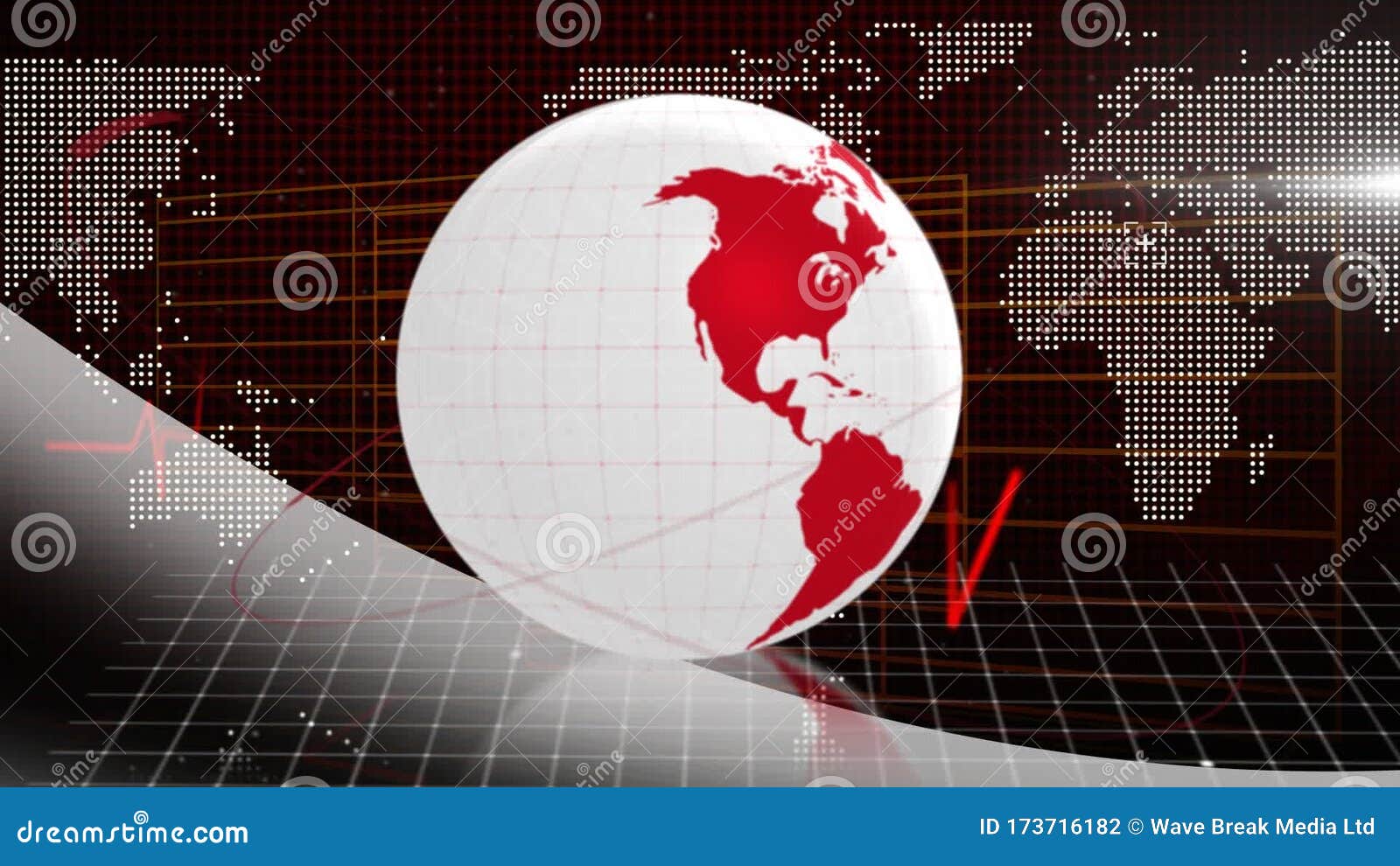 Digital Globe Rotating with World Map in Background Stock Footage ...