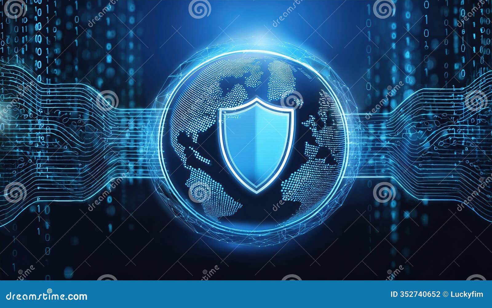 Digital Globe with a Shield Overlay, Symbolizing Cybersecurity and Data ...