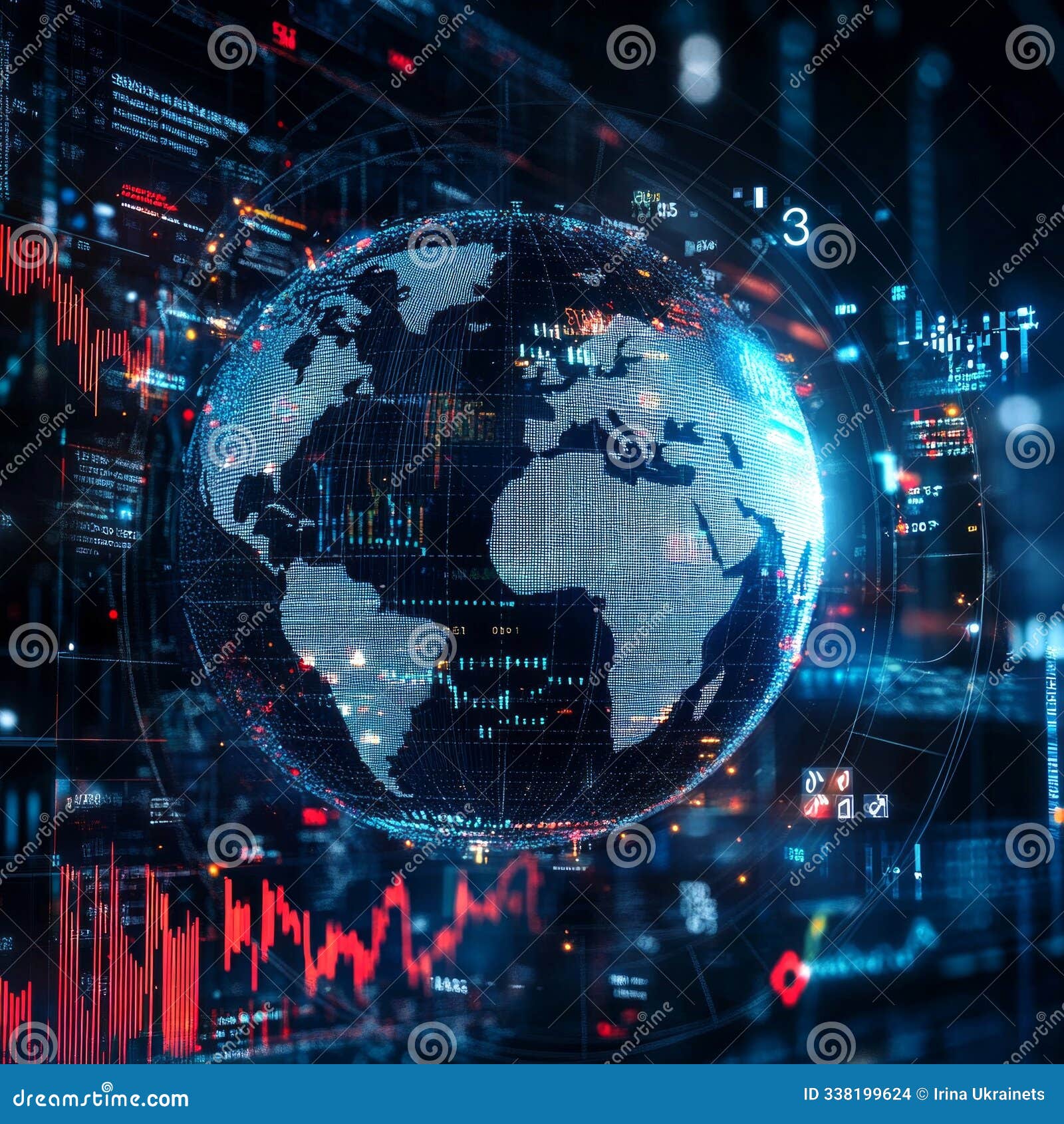 A Digital Globe Surrounded by Data Visuals and Charts. this Image ...