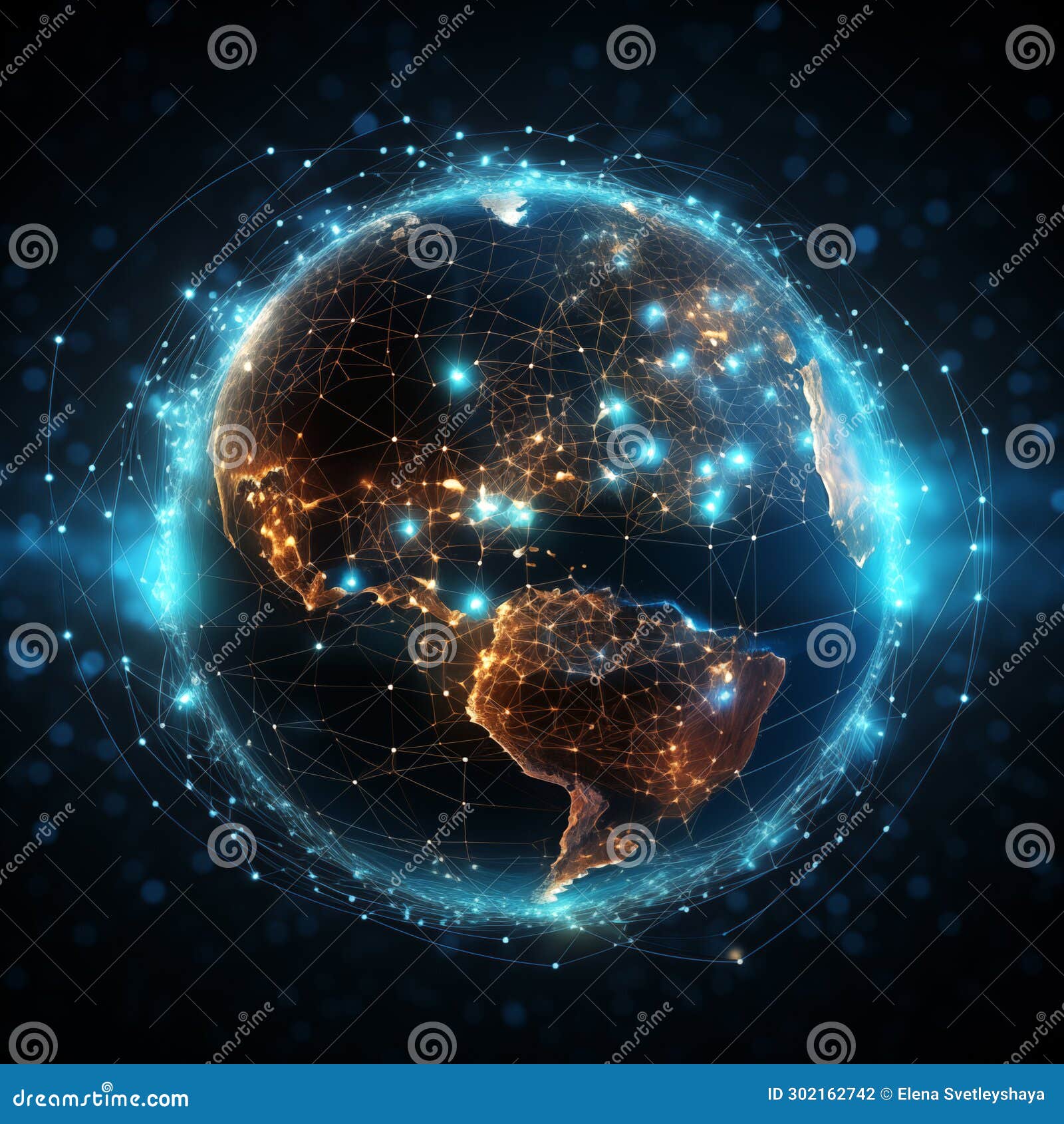 Digital Globe Surrounded by Linked Points, Representing a Secure Global ...