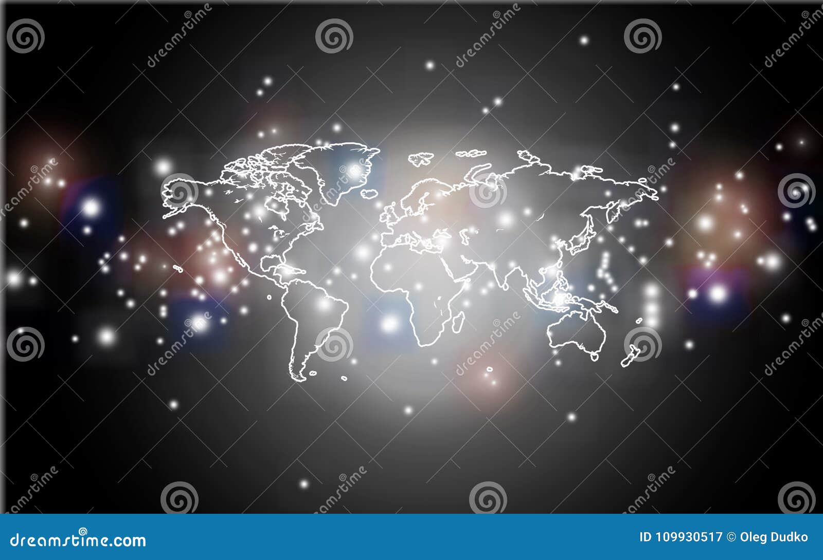 Digital Glowing World Map on Background Stock Illustration ...