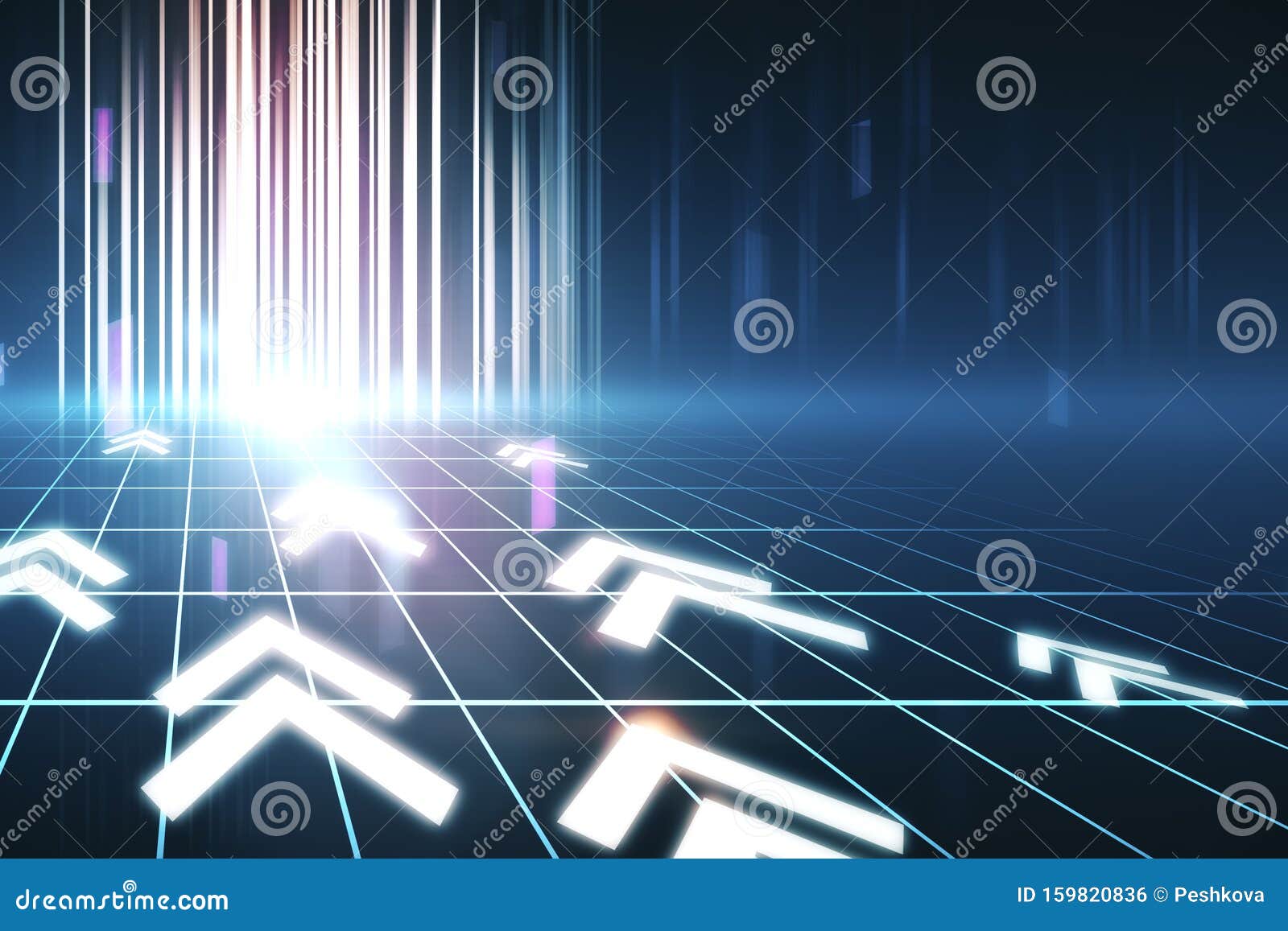 Digital glowing arrows stock illustration. Illustration of line - 159820836