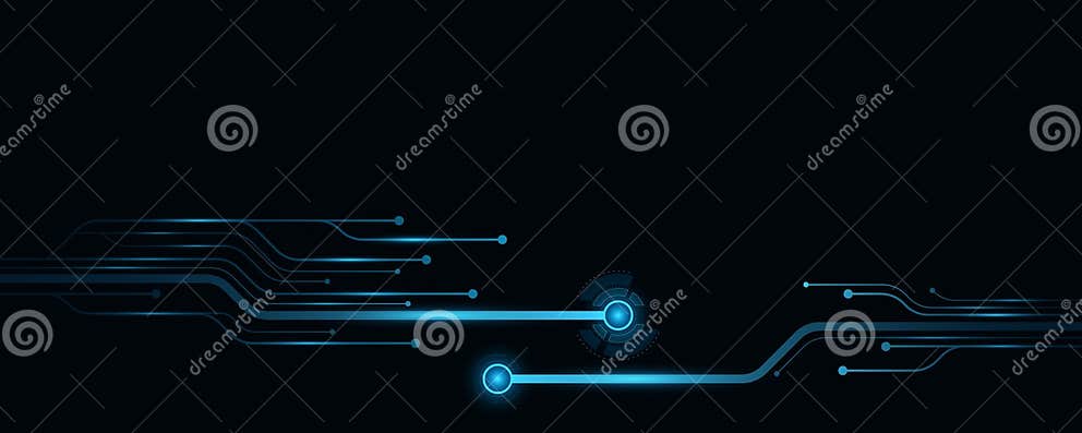 Digital Glowing Circuit Computer Board with Small HUD Circles. CPU ...