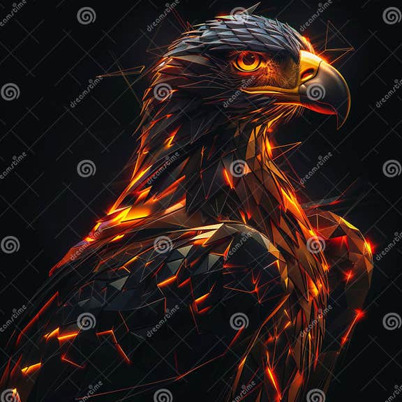 Digital Glowing Eagle of 3d Triangular Polygons Stock Image - Image of ...