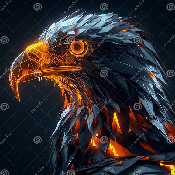 Digital Glowing Eagle of 3d Triangular Polygons Stock Image - Image of network, graphic: 317454061