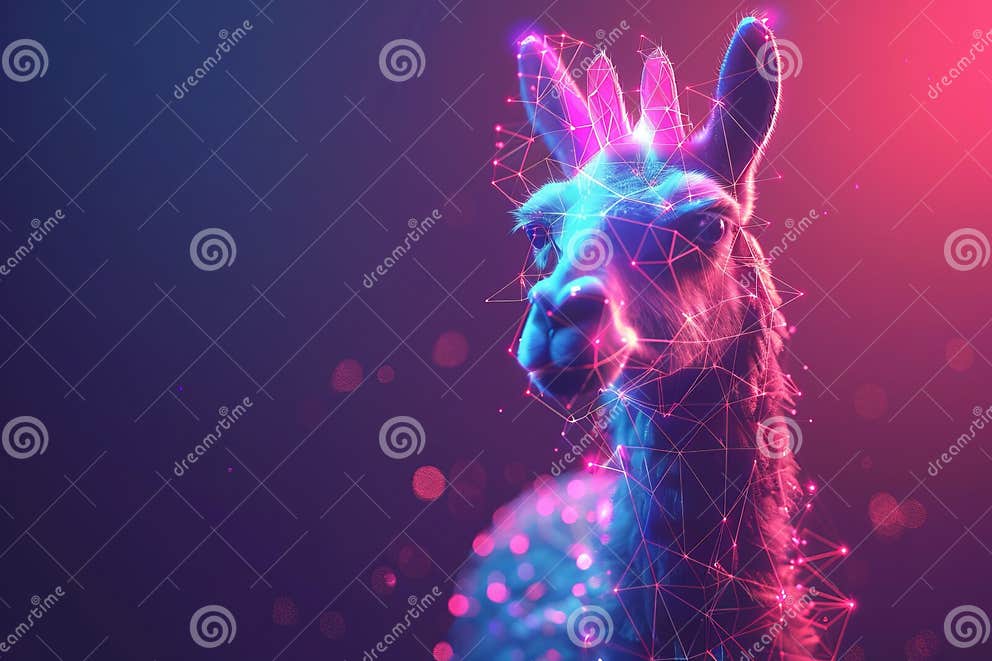 Digital Glowing Lama of 3d Triangular Polygons Stock Illustration ...