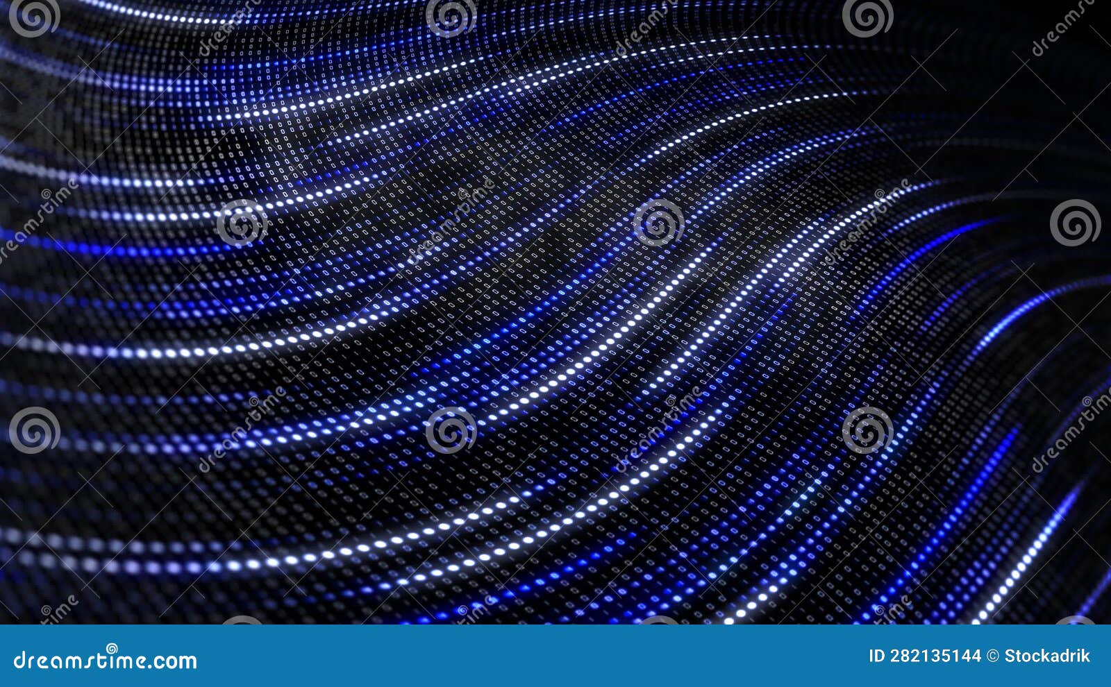 Digital Glowing Lines Wave of Pixels. Blue Abstract Technology ...