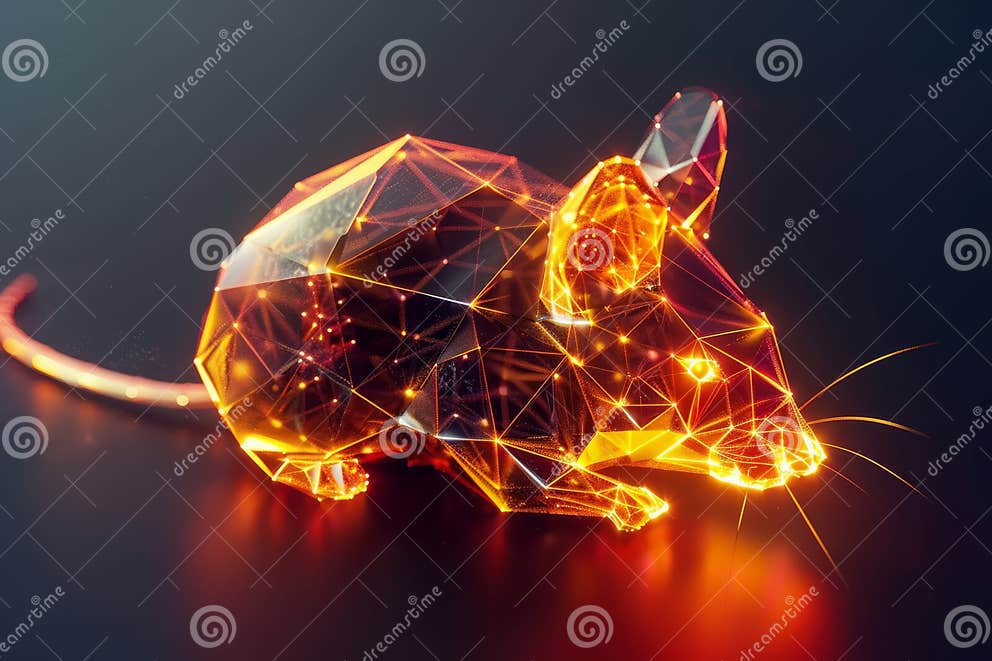 Digital Glowing Mouse of 3d Triangular Polygons Stock Illustration ...