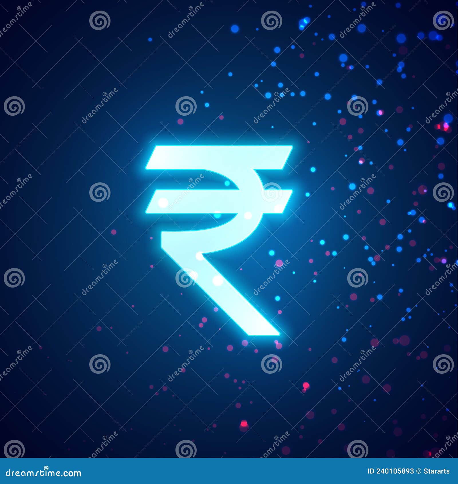 Digital Glowing Rupee Symbol with Particle Effect Stock Vector ...