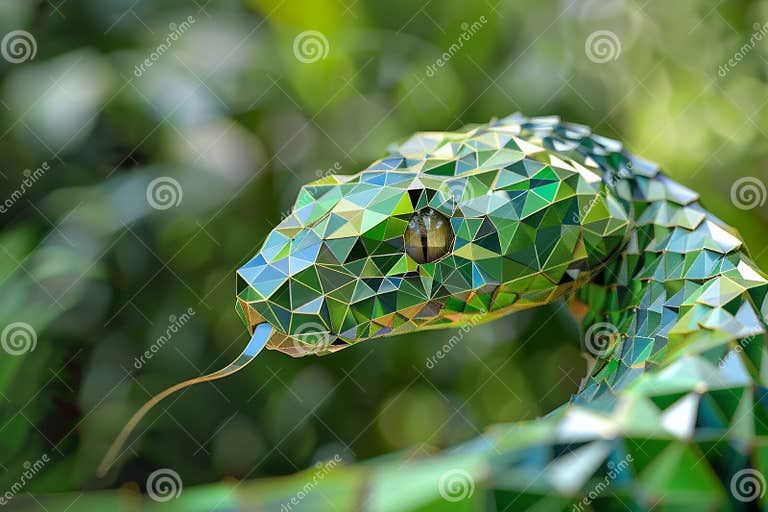 Digital Glowing Snake of 3d Triangular Polygons Stock Image - Image of ...