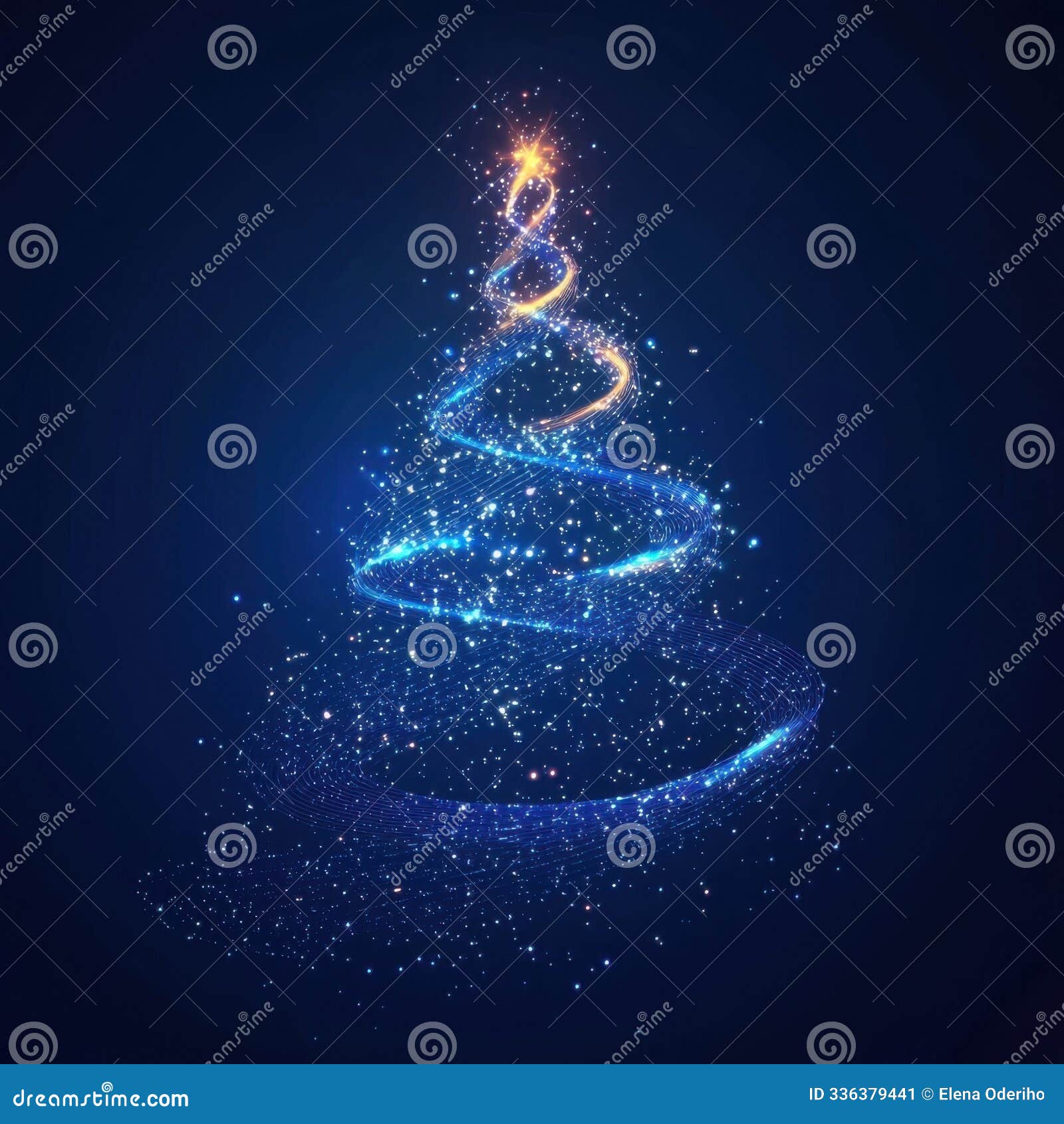 Digital Glowing Tech Christmas Tree on Blue Background Stock ...