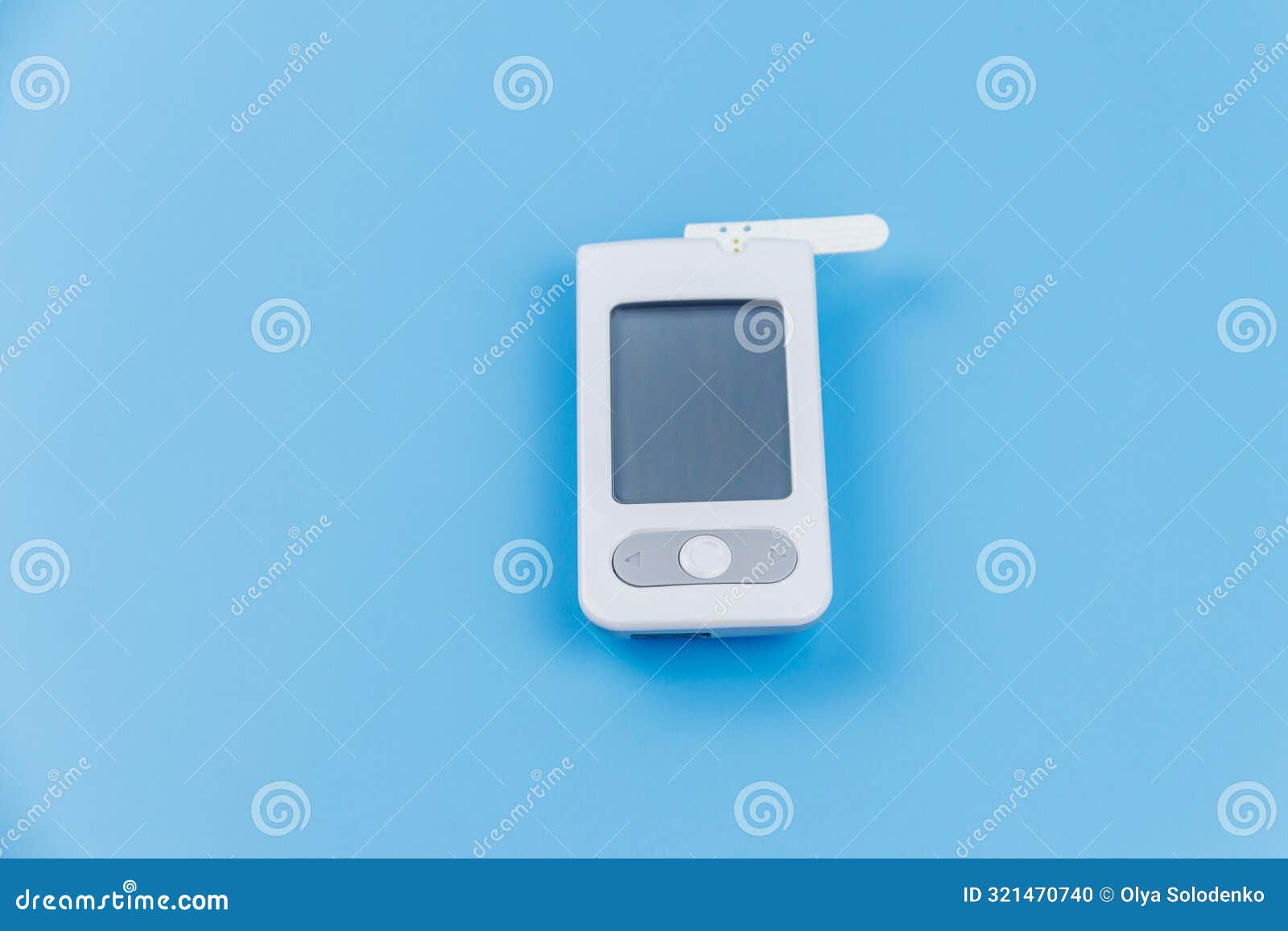 Digital Glucometer, Lancet Pen, Tablets, Syringes On Blue Background ...
