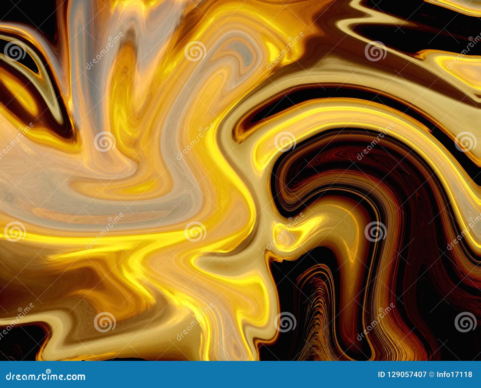 Digital Gold Abstract Background with Liquify Flow Stock Illustration ...
