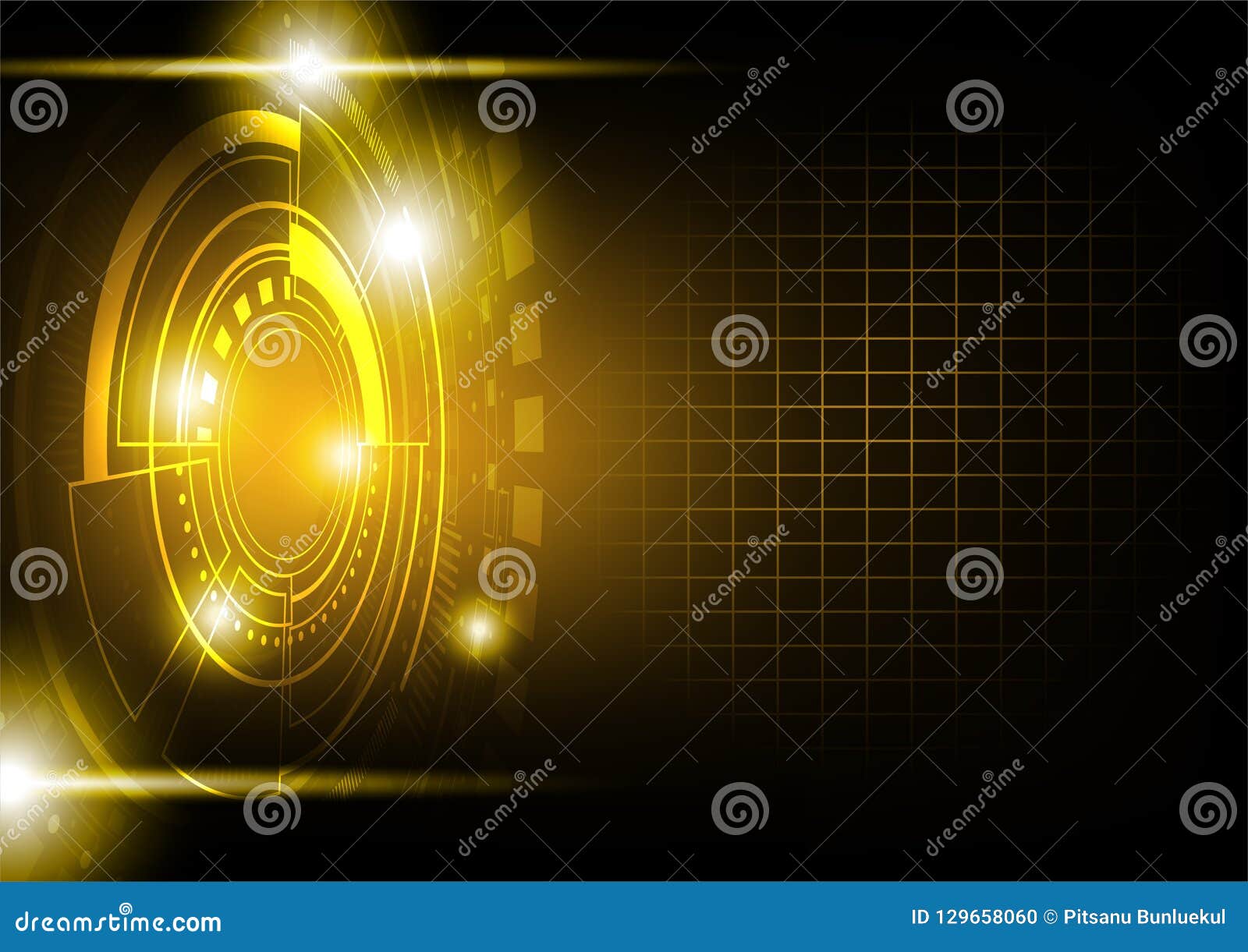Digital Gold Abstract Circle on Dark Background Stock Vector ...