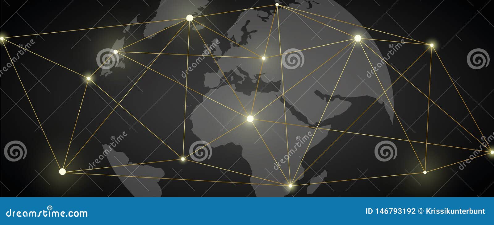 Digital Golden Network Connect the World Stock Vector - Illustration of ...