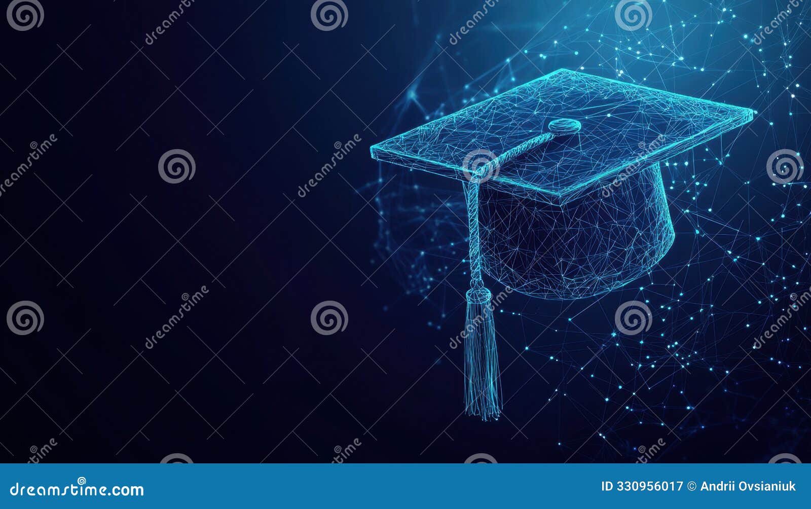Digital Graduation Cap Against a Dark Background with Glowing ...